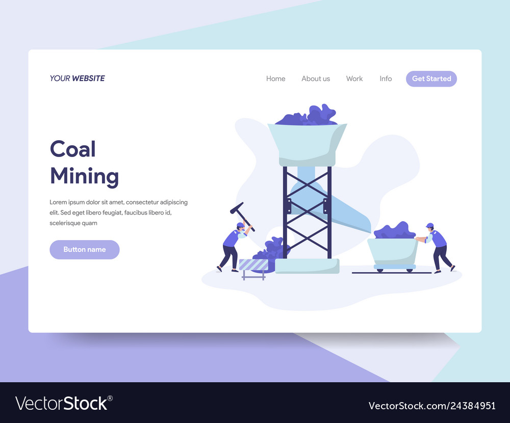 Landing page template coal mining concept Vector Image Landing page template coal mining concept Vector Image
