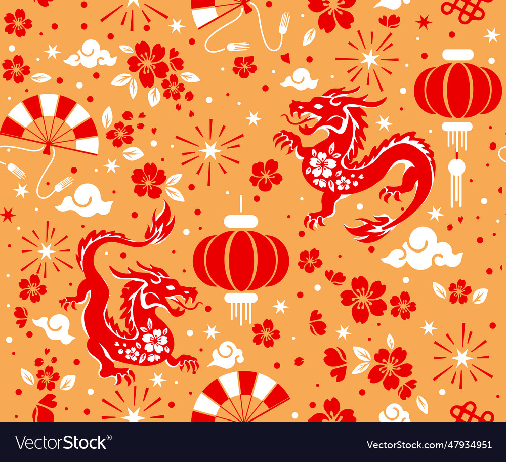Seamless pattern happy chinese new year the Vector Image