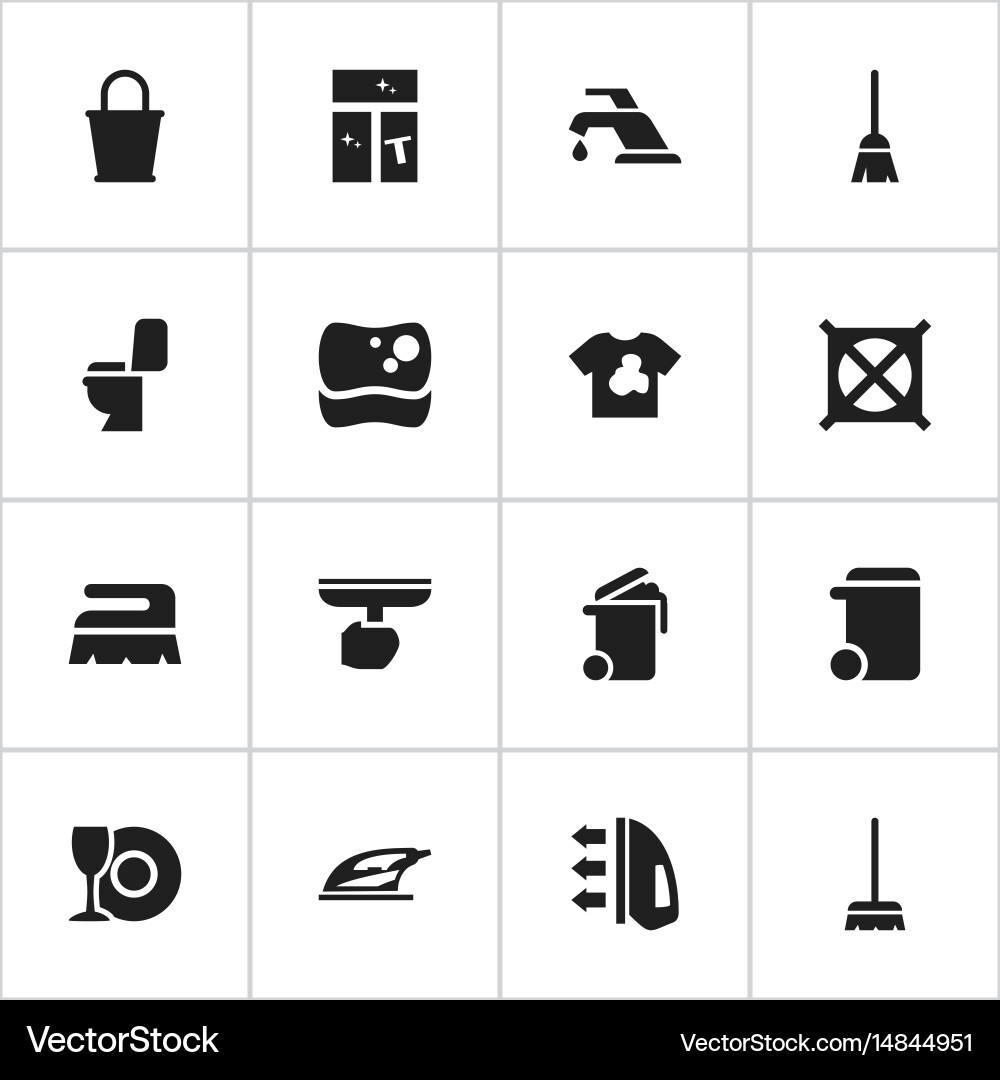 Set of 16 editable cleaning icons includes Vector Image