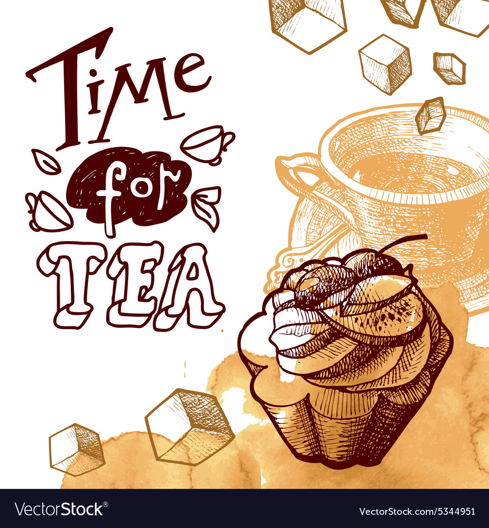 Time for tea background Royalty Free Vector Image