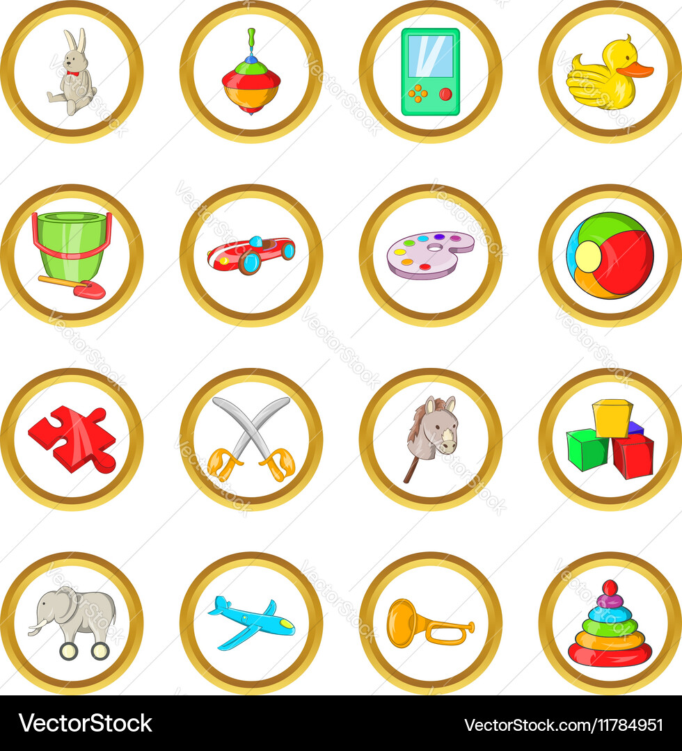 Toys set cartoon style Royalty Free Vector Image