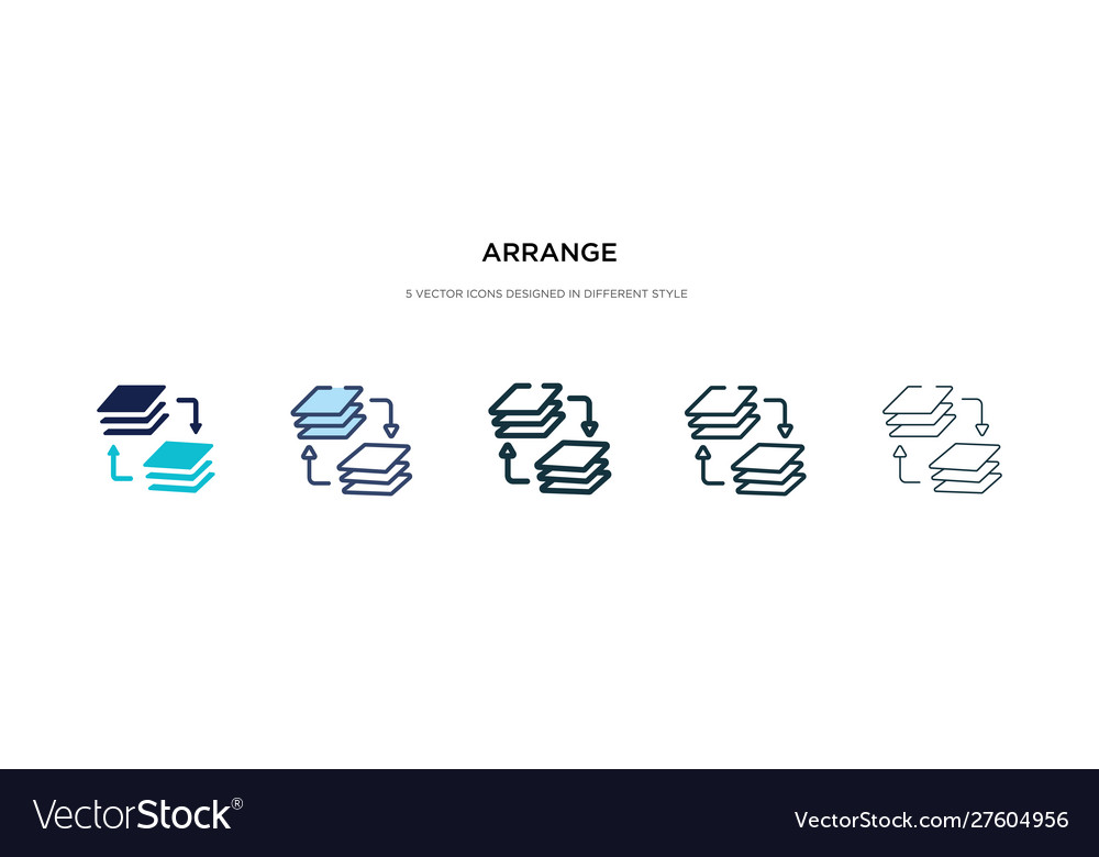Arrange icon in different style two colored Vector Image