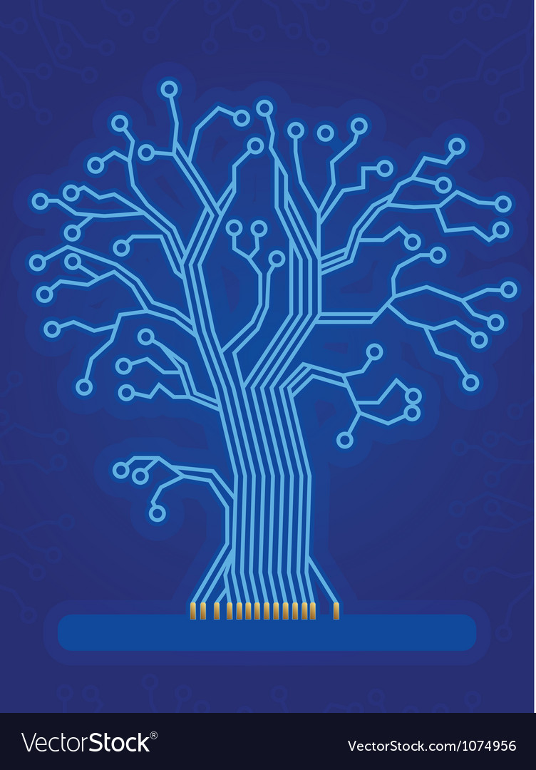 Blue Technology Tree Royalty Free Vector Image