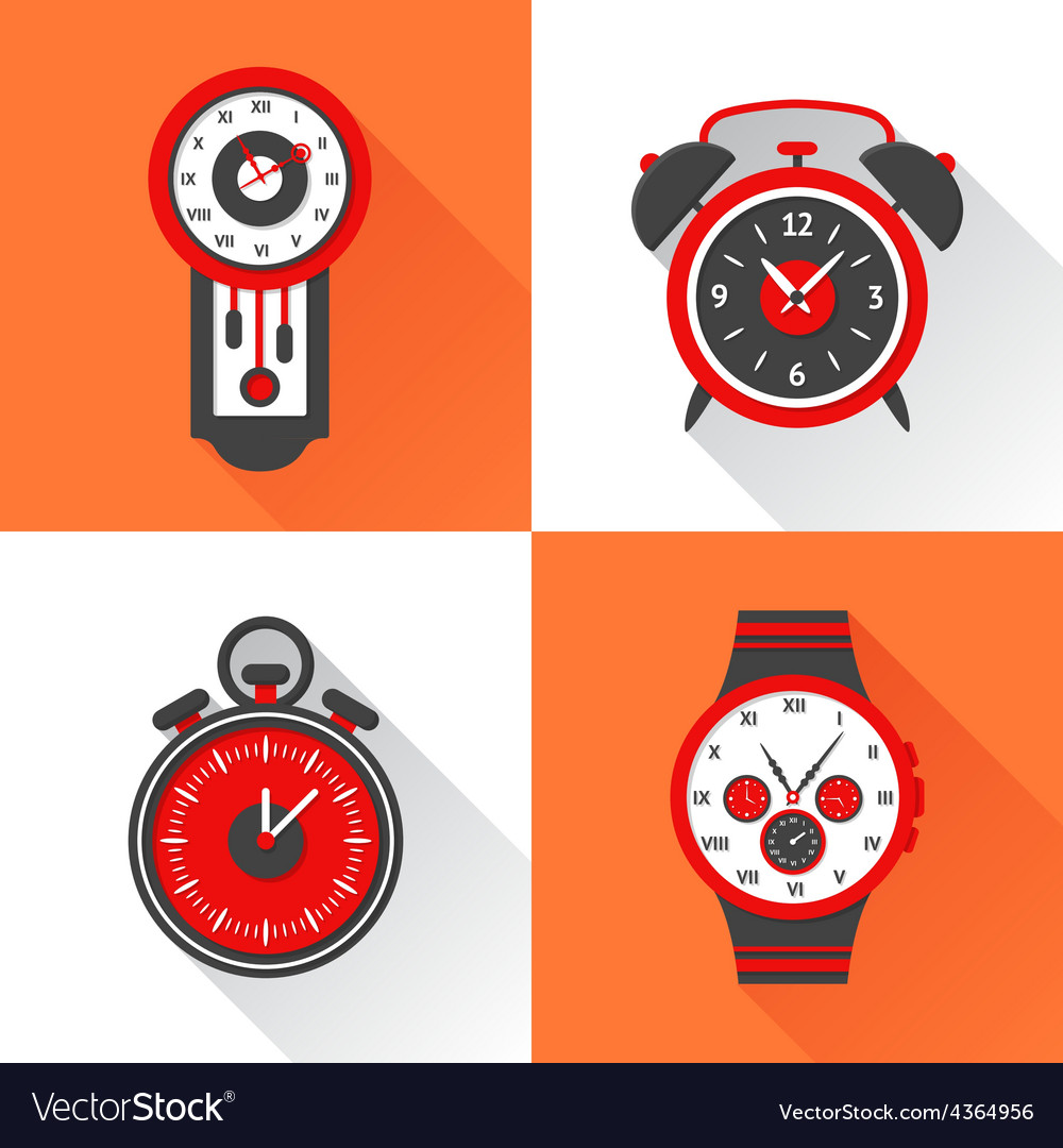 Clock flat set Royalty Free Vector Image - VectorStock