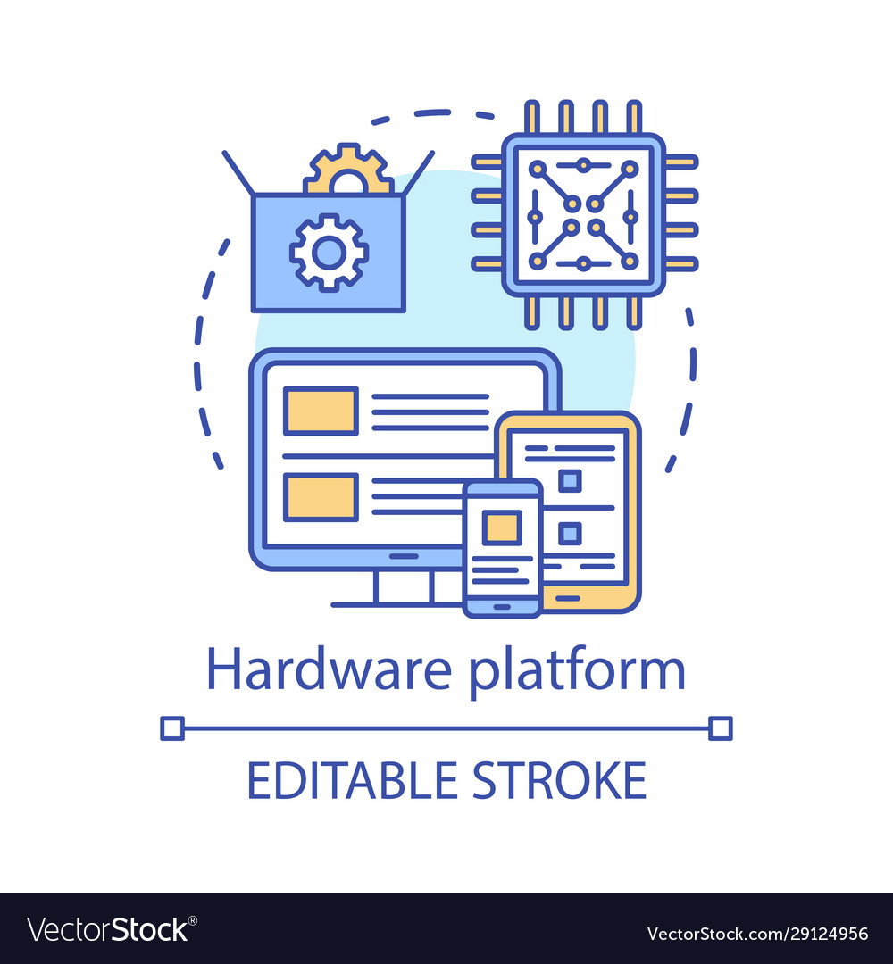 Computer components hardware platform concept icon