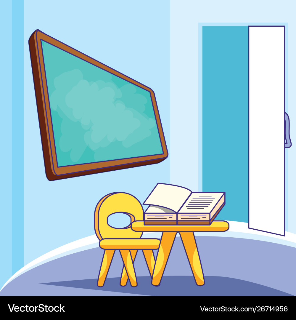 Desk wooden in classroom Royalty Free Vector Image