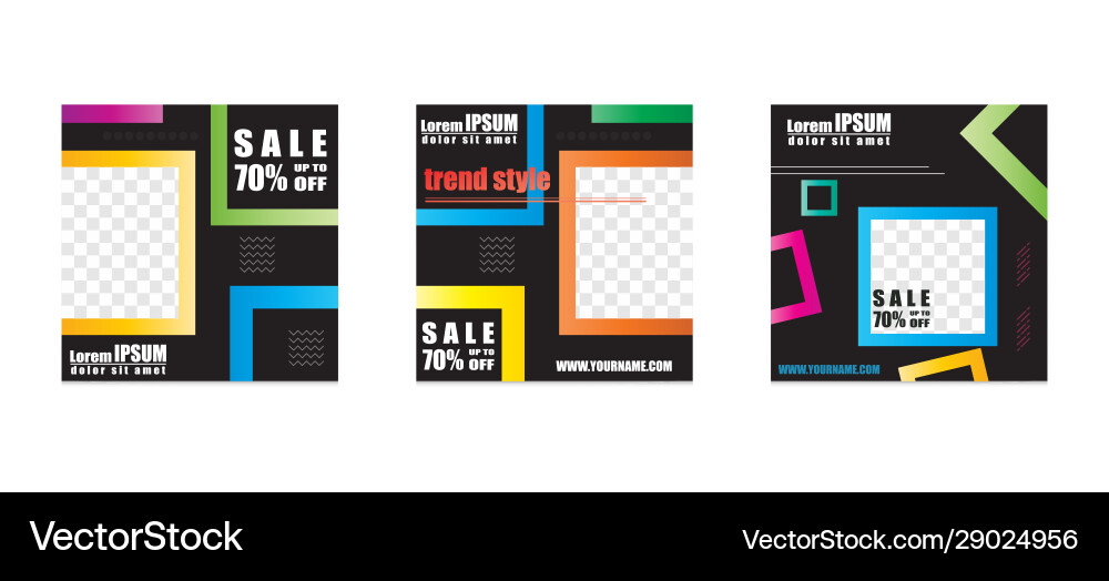 Editable social media post templates Royalty Free Vector