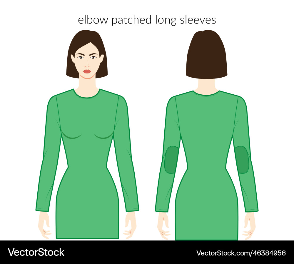 Elbow patched sleeves long length clothes Vector Image