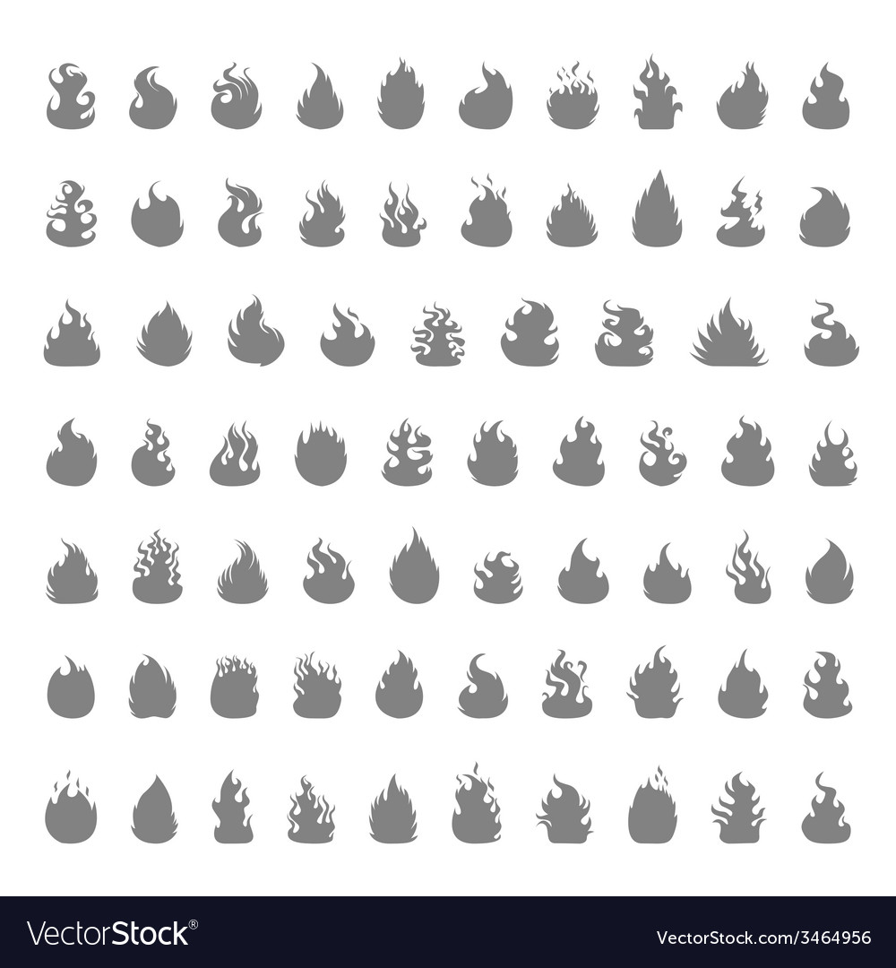 Fire flames set Royalty Free Vector Image - VectorStock