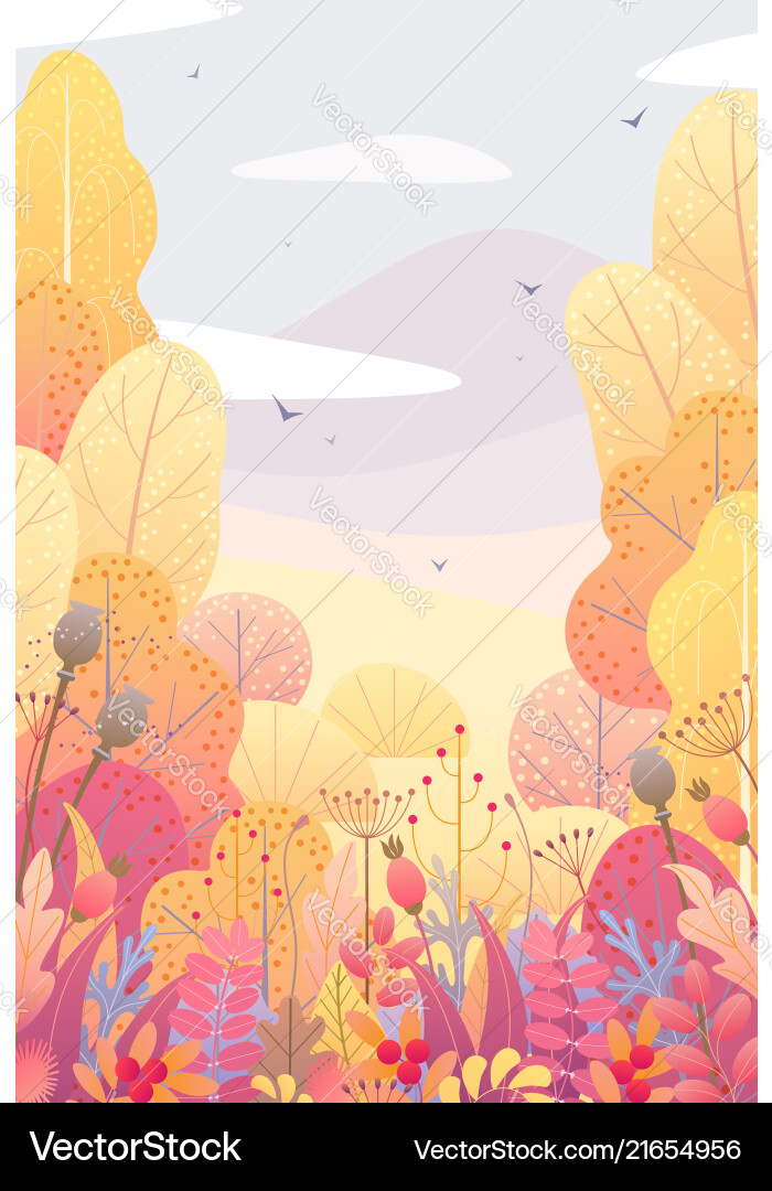 Floral vertical background with autumn leaves Vector Image