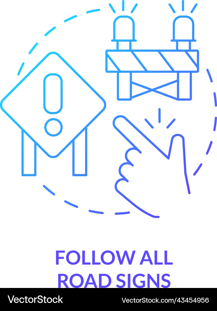 Follow all road signs blue gradient concept icon Vector Image