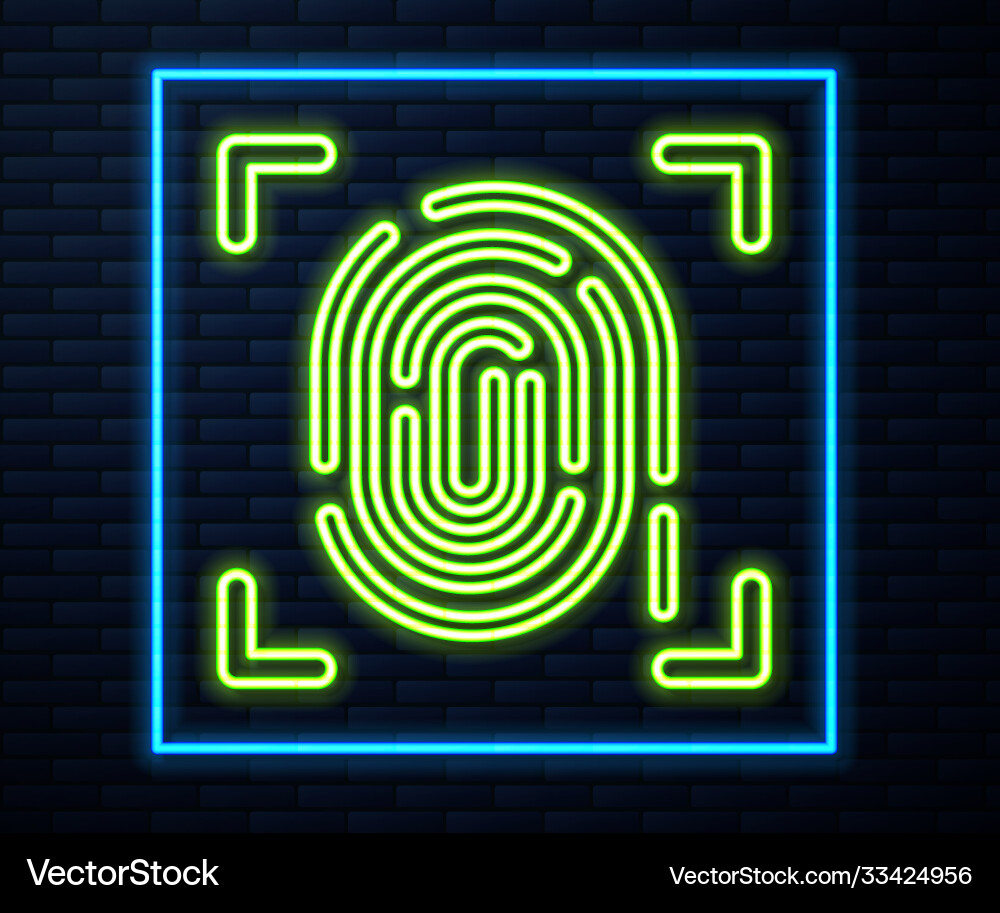 Glowing neon line fingerprint icon isolated Vector Image