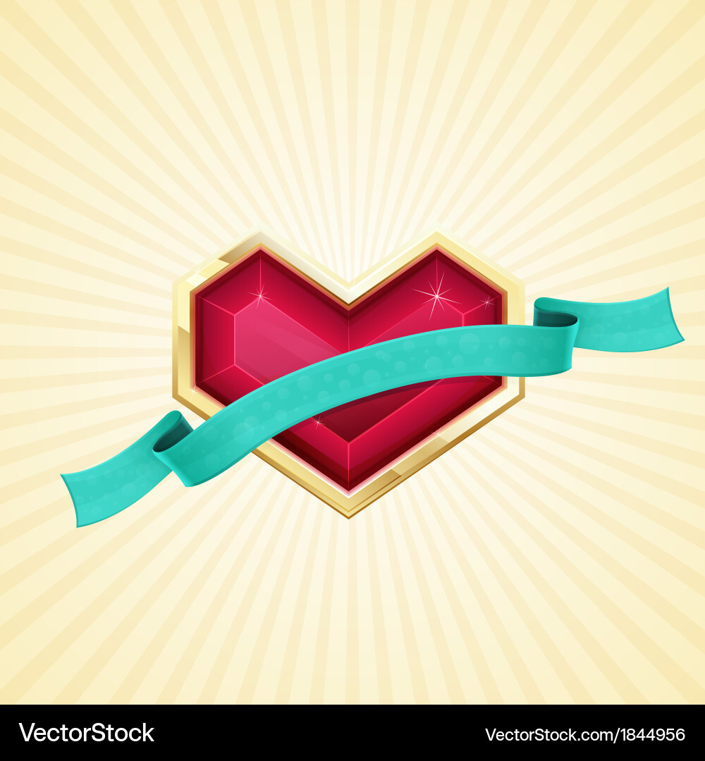 Golden heart and ribbon Royalty Free Vector Image