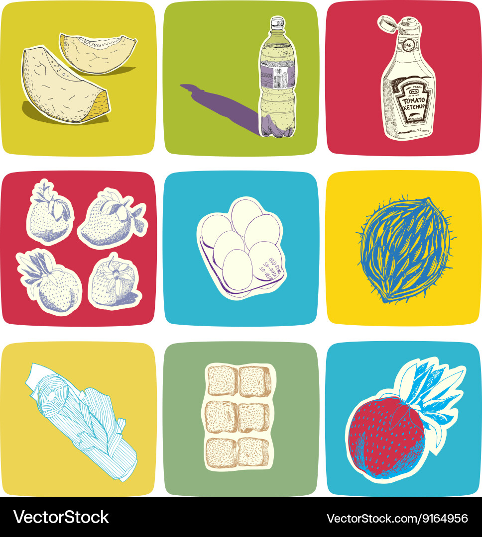 Hand drawn food icons Royalty Free Vector Image