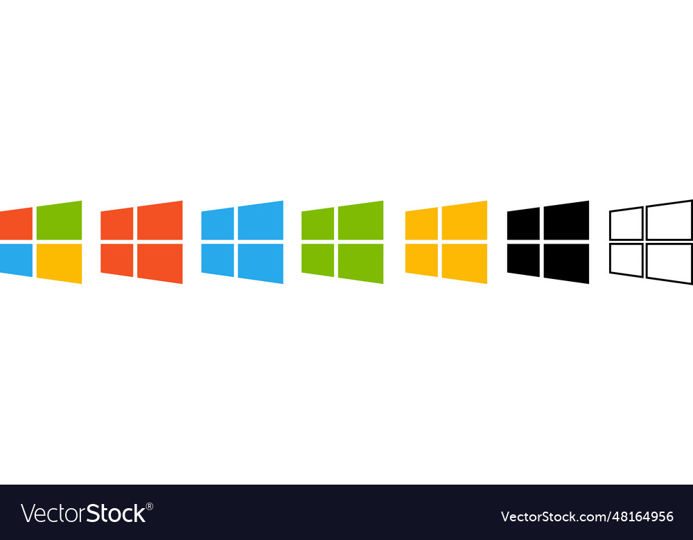 Microsoft window logos set collection Royalty Free Vector