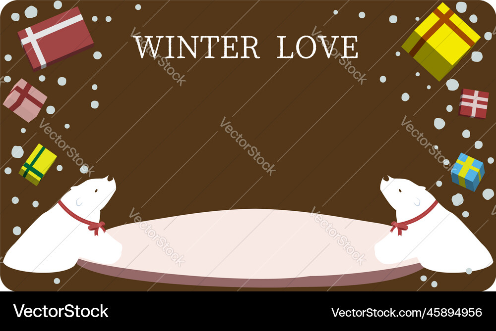 Polar bear with a red ribbon on the neck present Vector Image