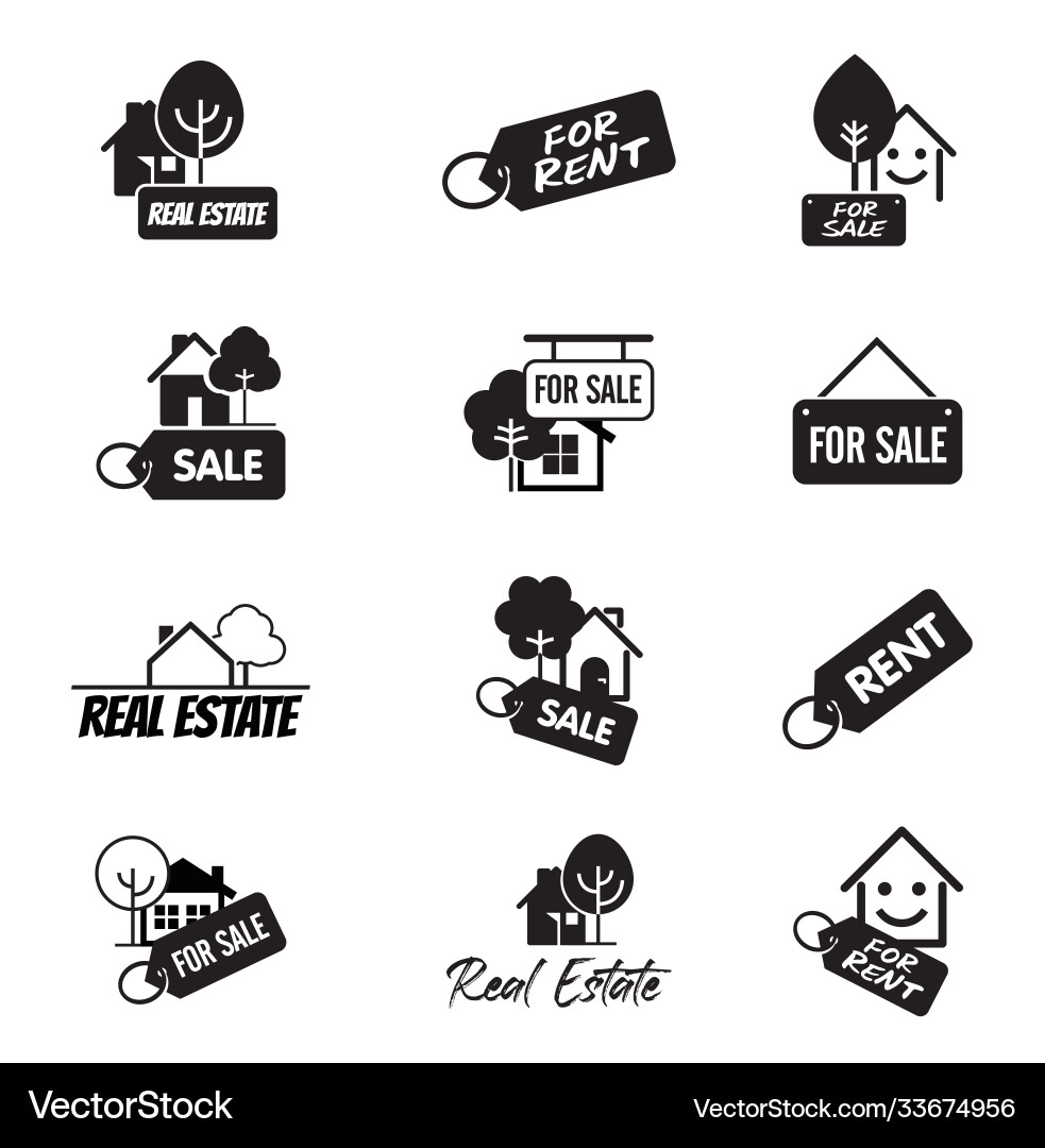 Set icons for web and identity real estate Vector Image