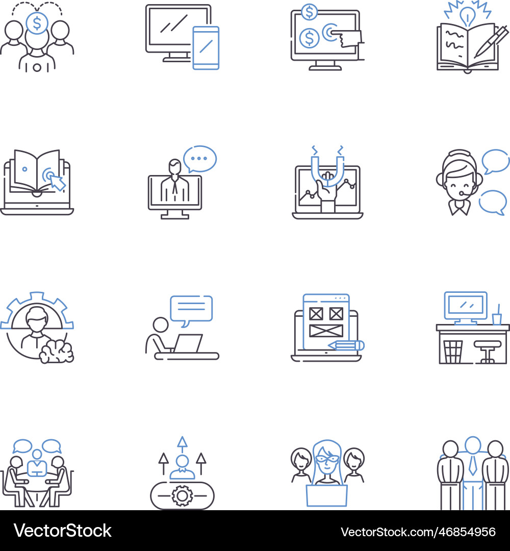 Staff management line icons collection Royalty Free Vector