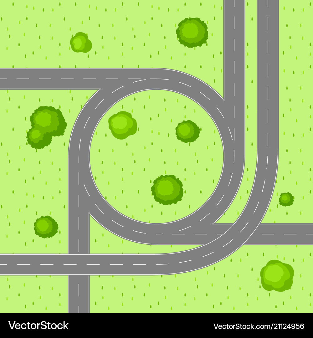 Top view of road junction Royalty Free Vector Image