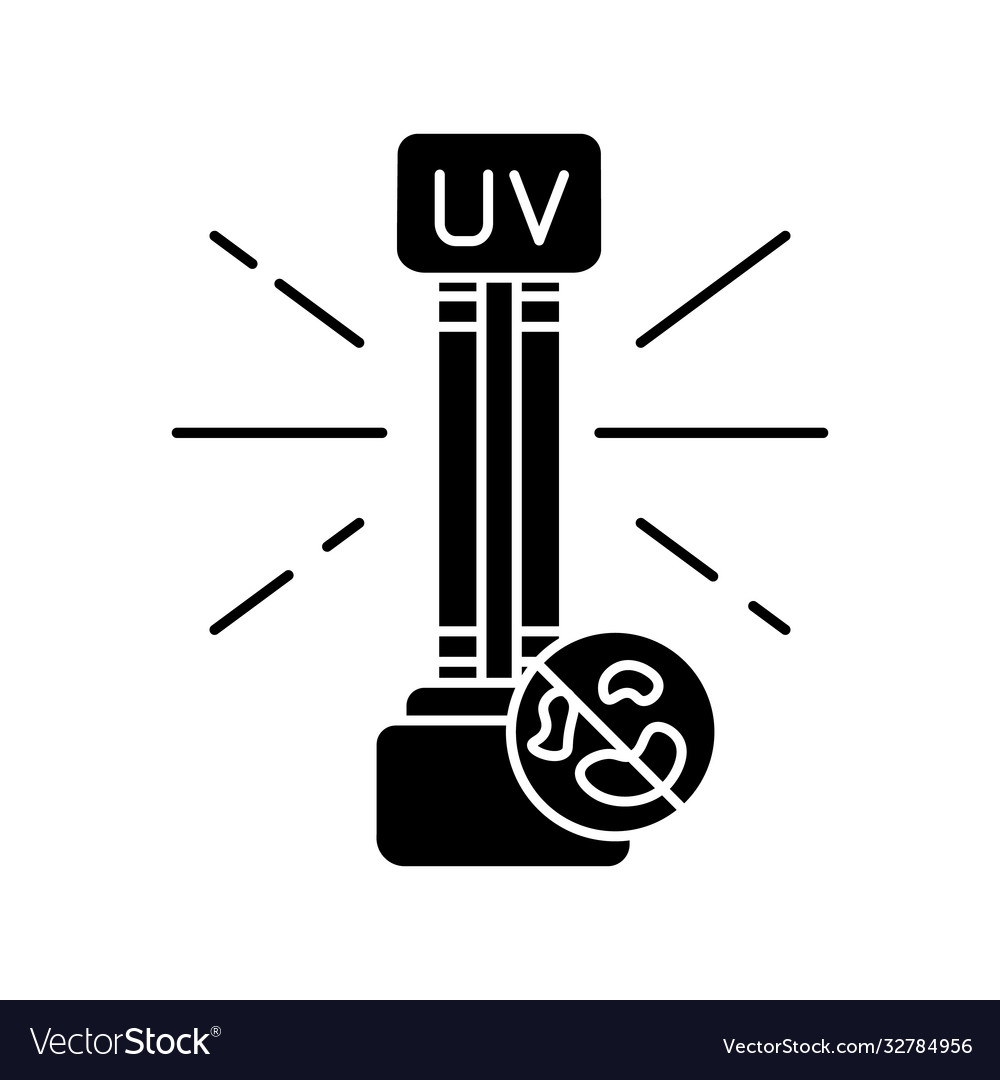 Uv light disinfection black glyph icon Royalty Free Vector