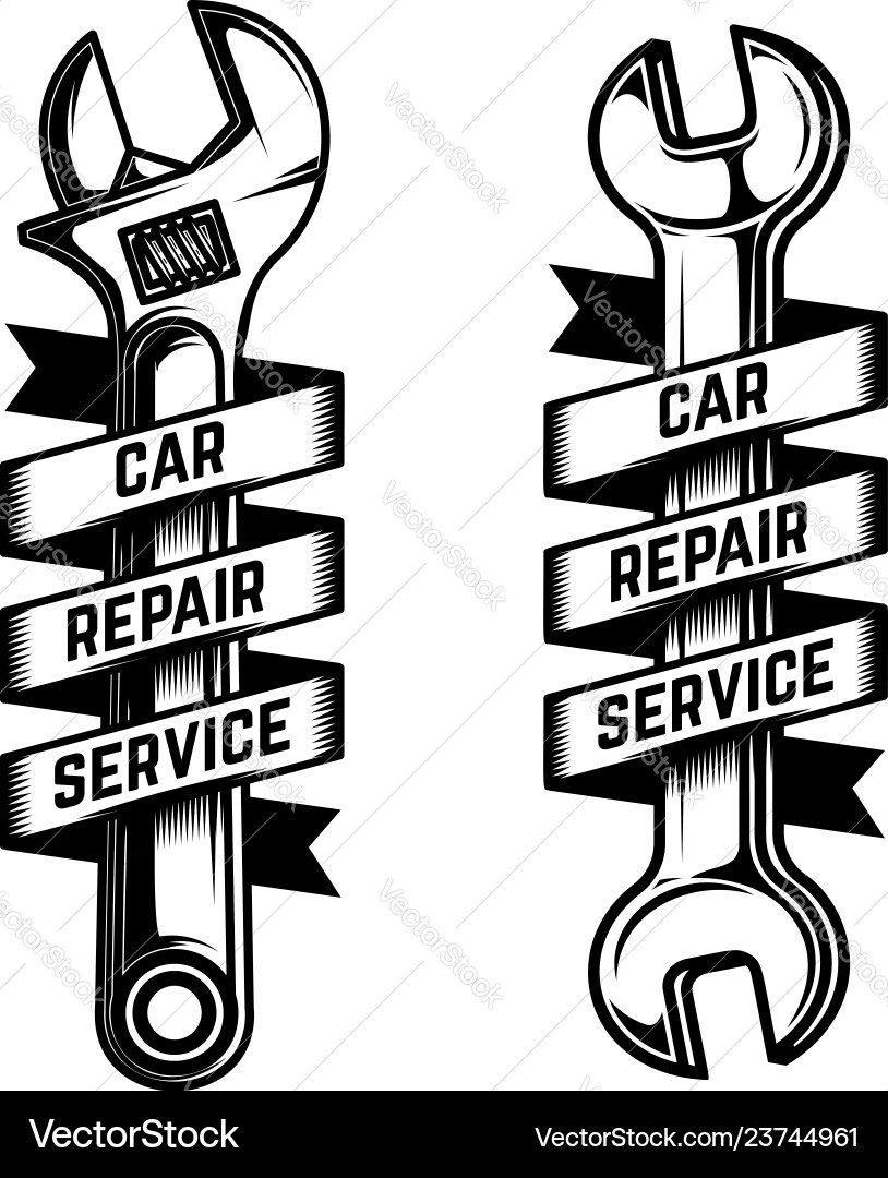 Car repair service emblem template wrench Vector Image