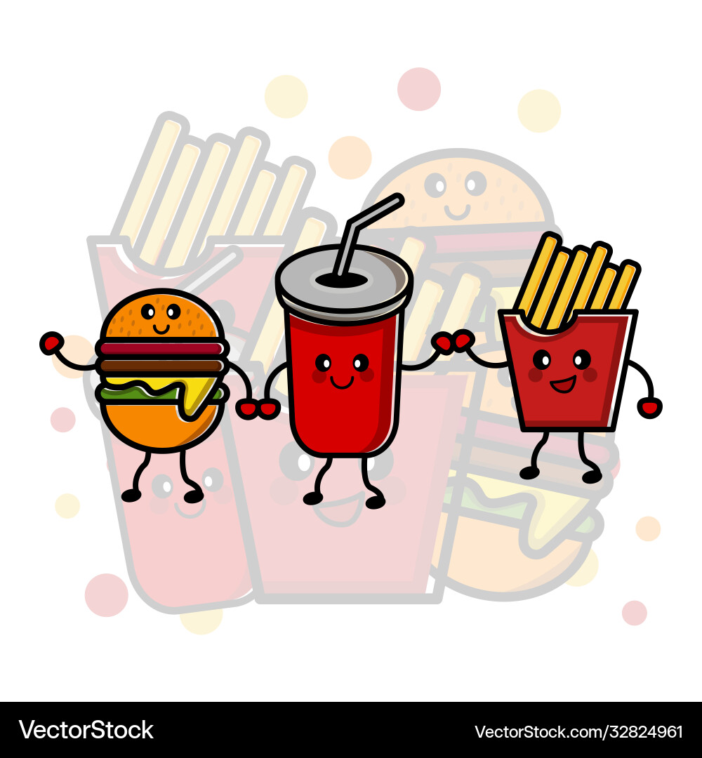Fast food cartoon character design template Vector Image