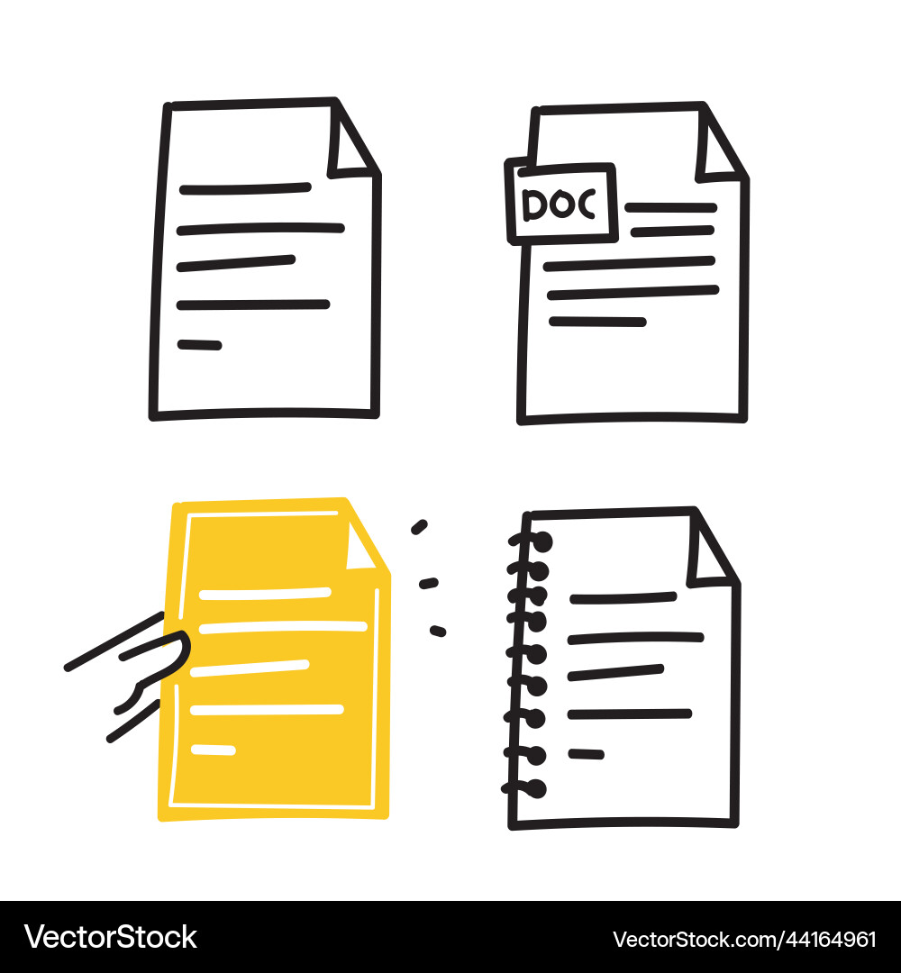 Hand drawn doodle document file icons Royalty Free Vector