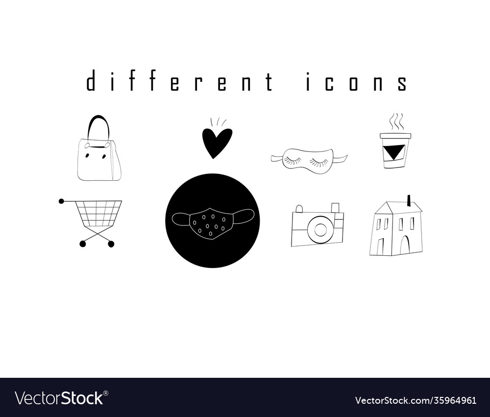 Icons set different elements isolated Royalty Free Vector