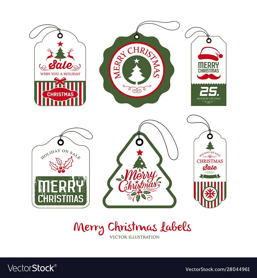 Merry christmas label collections design Vector Image