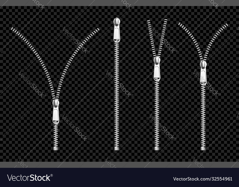 Metal zip fasteners silver zippers with puller set