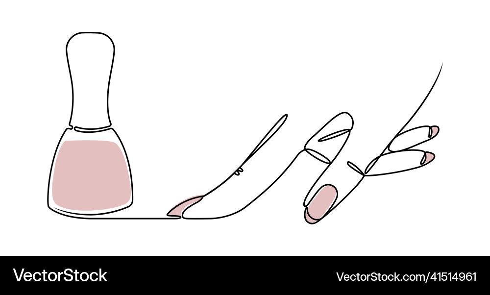 One line drawing hand lacquer with lotus color Vector Image
