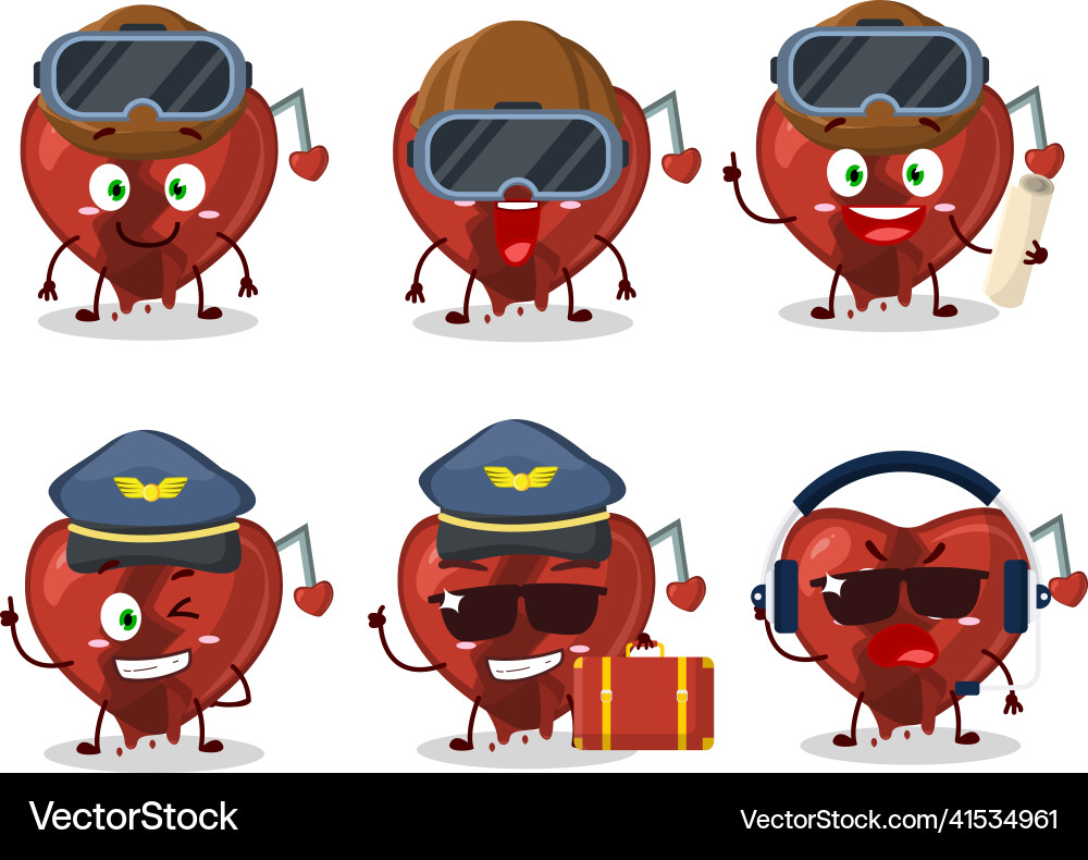 Pilot cartoon mascot broken heart love Royalty Free Vector