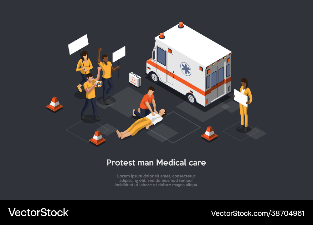 Protest man medical care professional first aid Vector Image