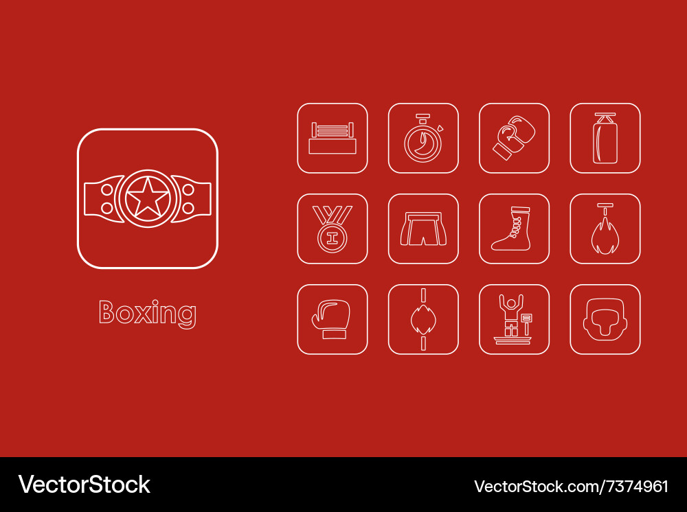 Set of boxing simple icons Royalty Free Vector Image