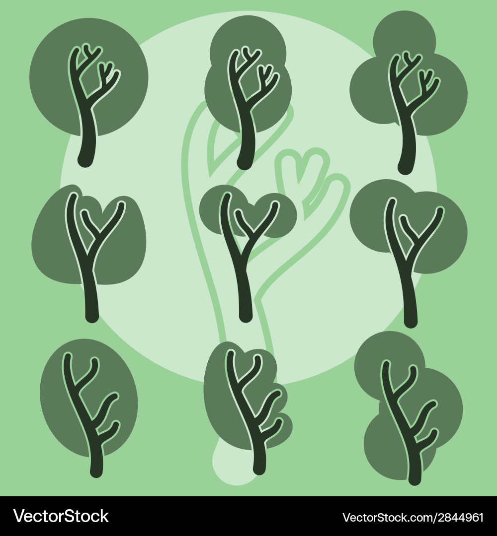 Set of cute doodle trees original cartoon tree Vector Image