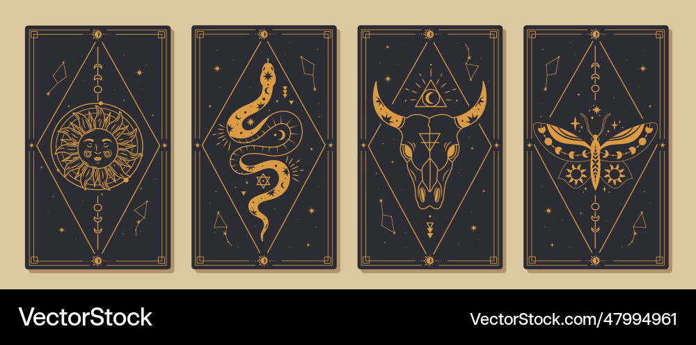 Set of magical tarot cards Royalty Free Vector Image
