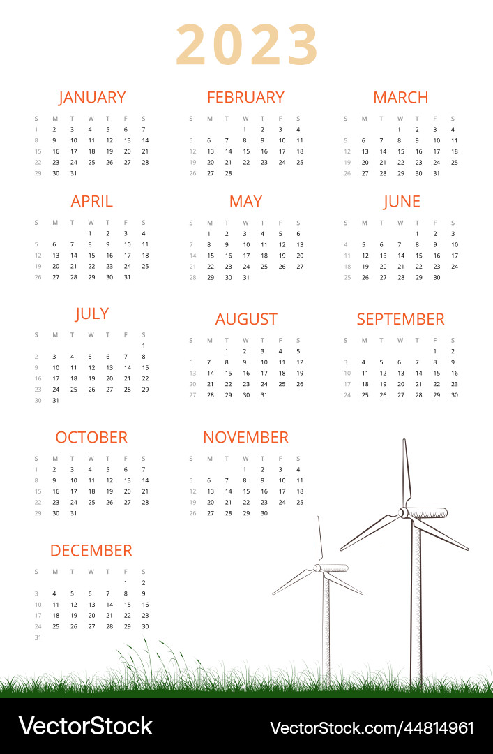 Sustainable power industry wall calendar design Vector Image