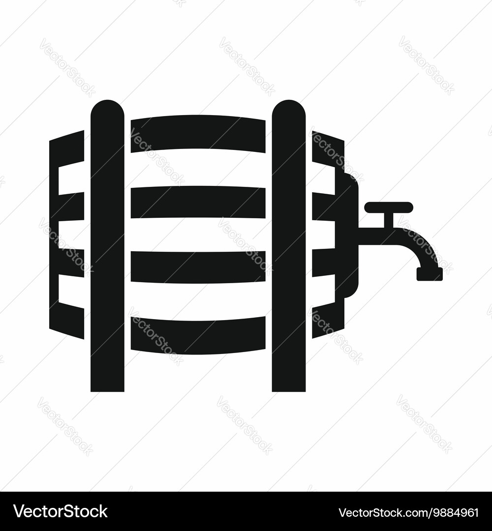 Wooden barrel with tap icon simple style Vector Image