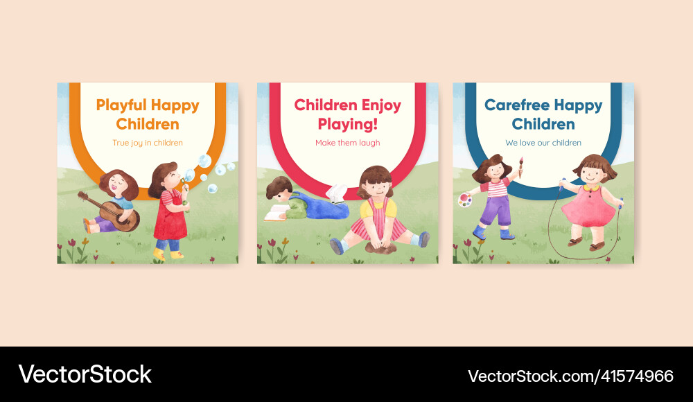Banner template with happy children Royalty Free Vector