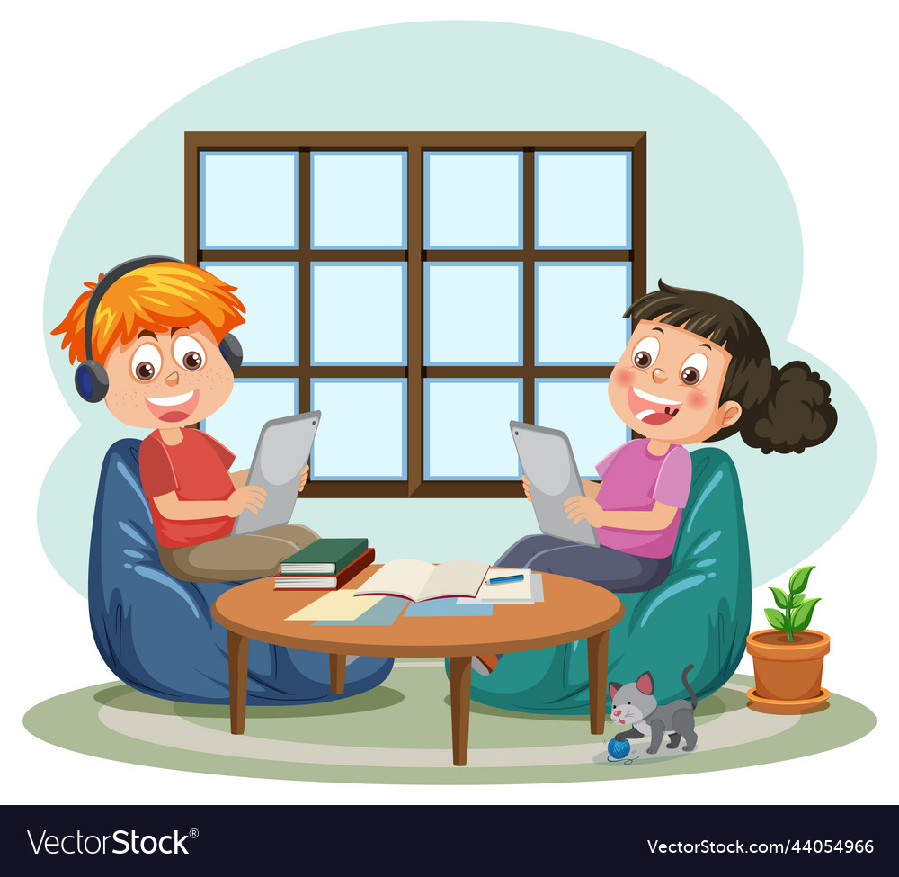 Children using tablet concept Royalty Free Vector Image