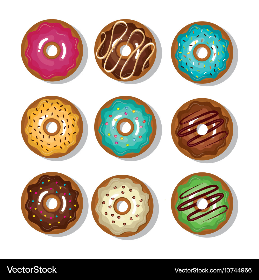 Colorful Donuts Collection Royalty Free Vector Image