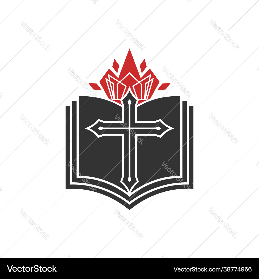 Open Holy Bible With Cross