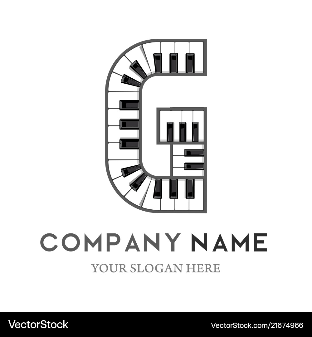 G letter logo design piano keyboard logo Vector Image
