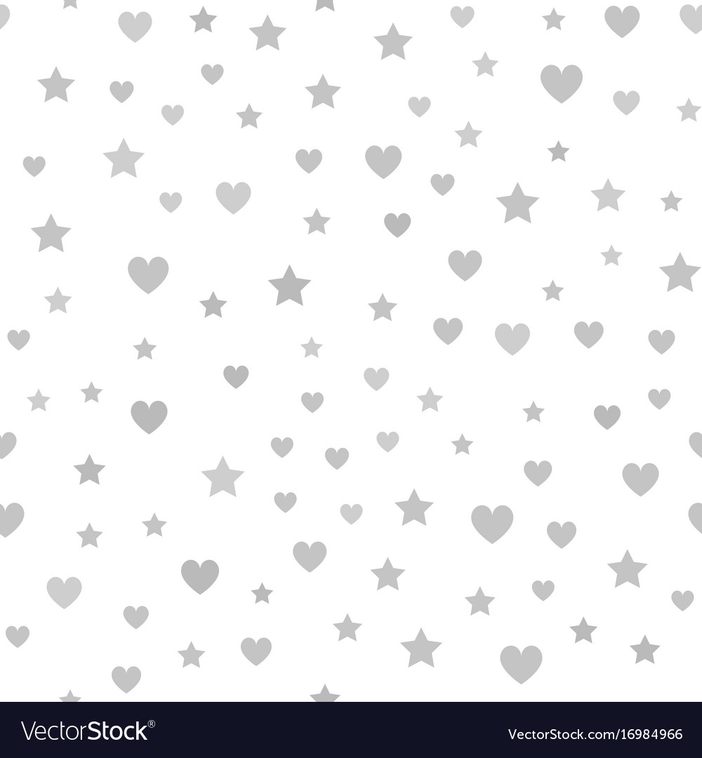 Gray heart star pattern seamless chaotic Vector Image