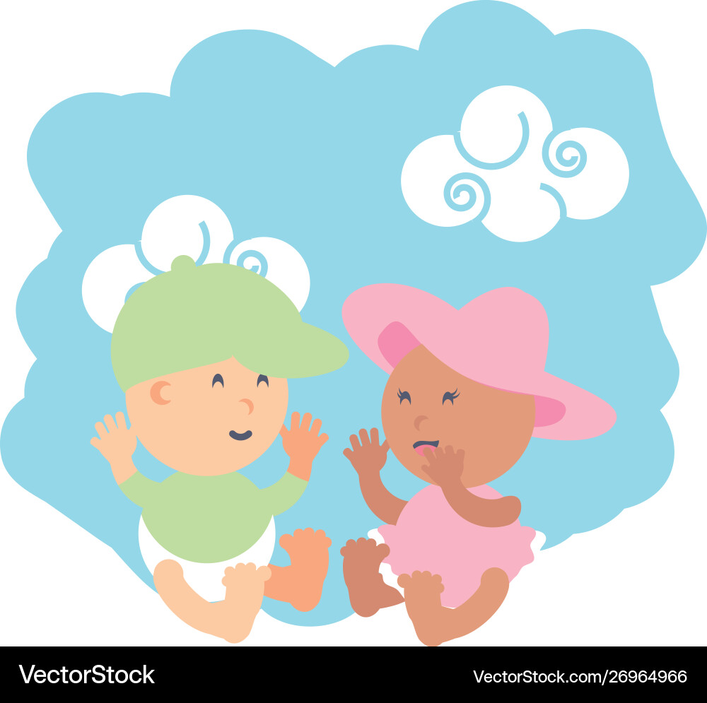 Group cute baby avatar character Royalty Free Vector Image