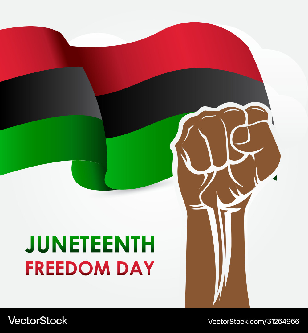 Juneteenth freedom day with ribbon and flag Vector Image