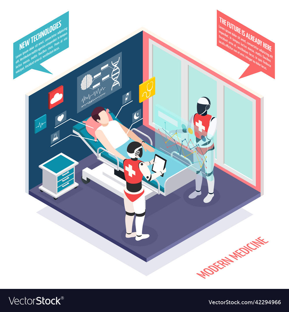 Medical technologies isometric composition Vector Image