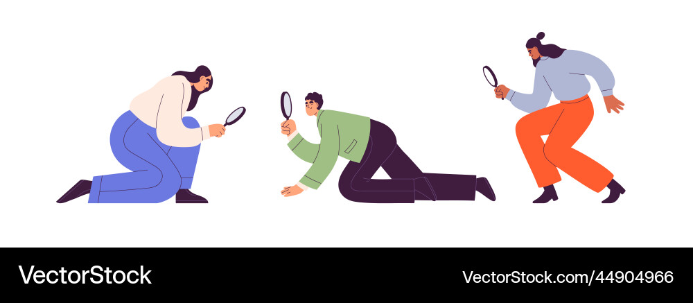 People searching looking with magnifying glass Vector Image