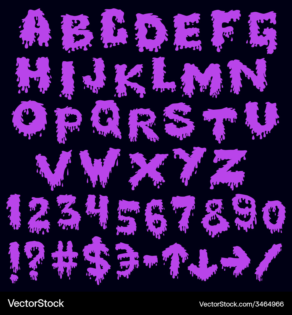 Purple font smudges alphabet splashing Royalty Free Vector