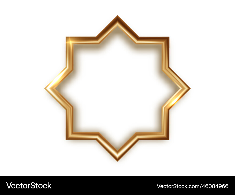 Realistic golden frame in arabic style isolated Vector Image